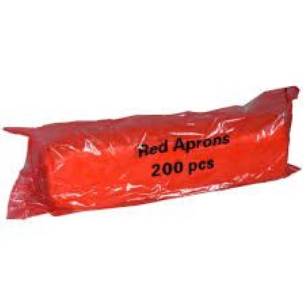 Aprons, disposable, Red, On roll, 12 Micron, Pkt 200 (Feelers)