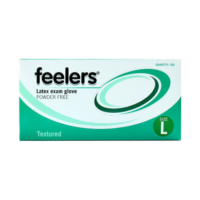 Latex Gloves, powder free, Large Pkt 100 (Feelers)