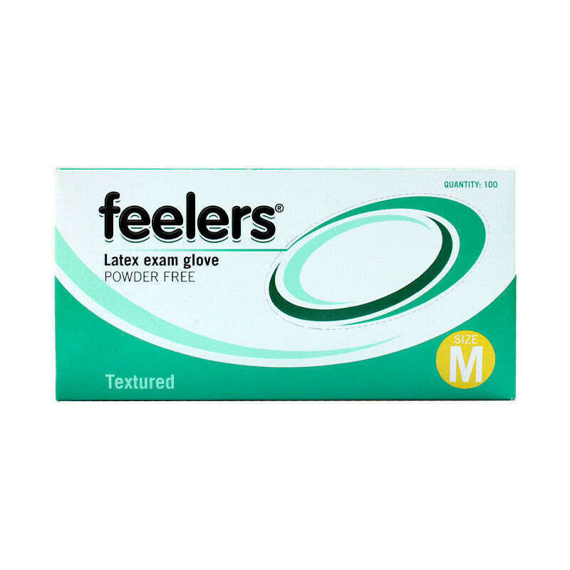 Latex Gloves, powder free, Medium Pkt 100 (Feelers)
